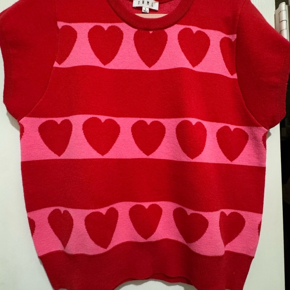 THML | Sweaters | Thml Red And Pink Heart Sweater | Poshmark